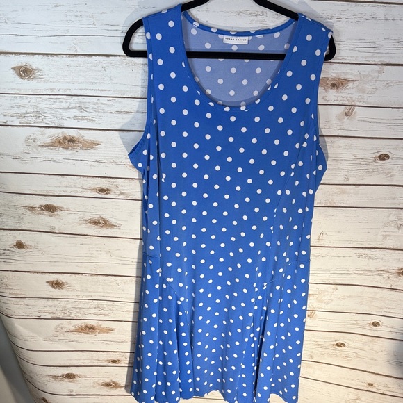 Susan Graver | Dresses | Susan Graver Midi Dress Blue With White Polka ...